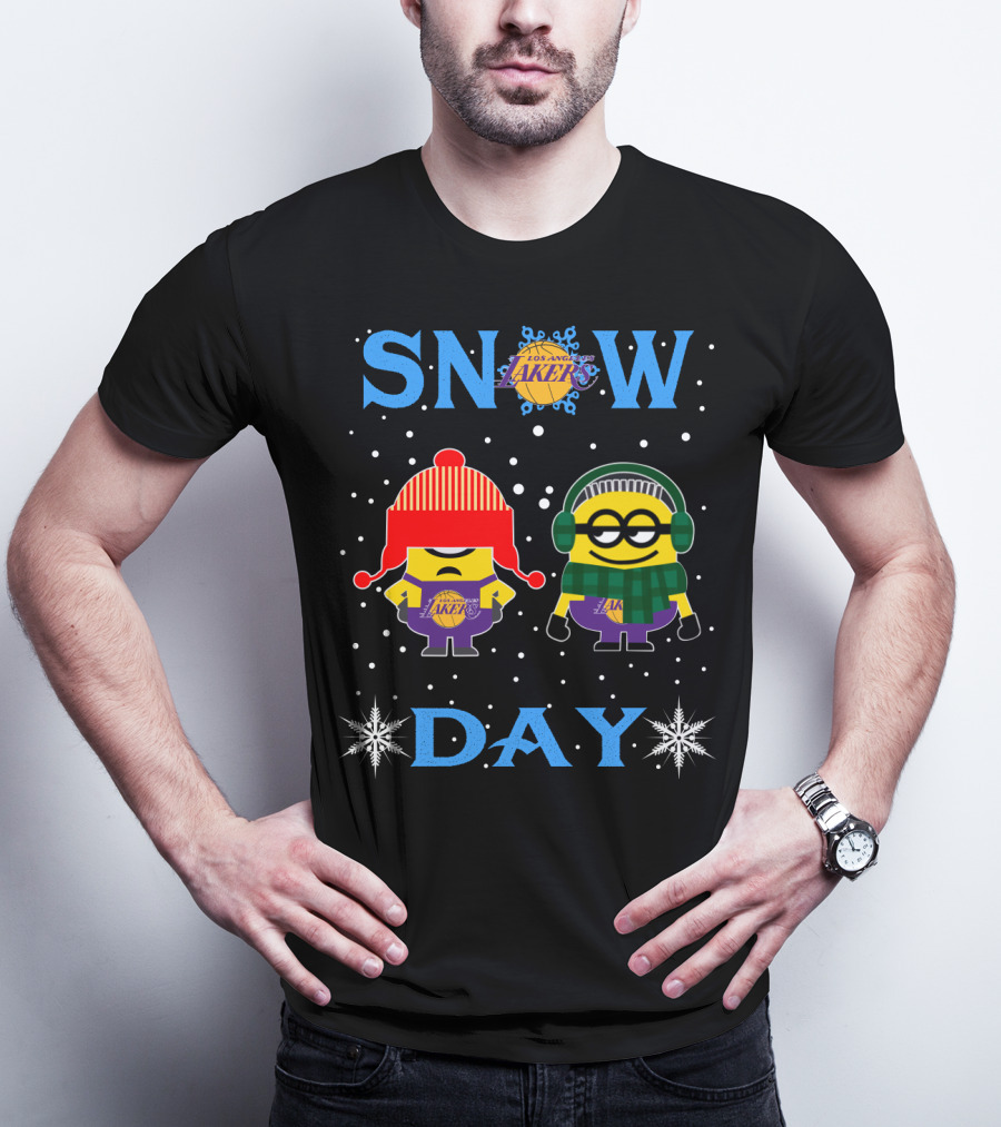 Snow Day Los Angeles Lakers Vs Minion T-Shirt