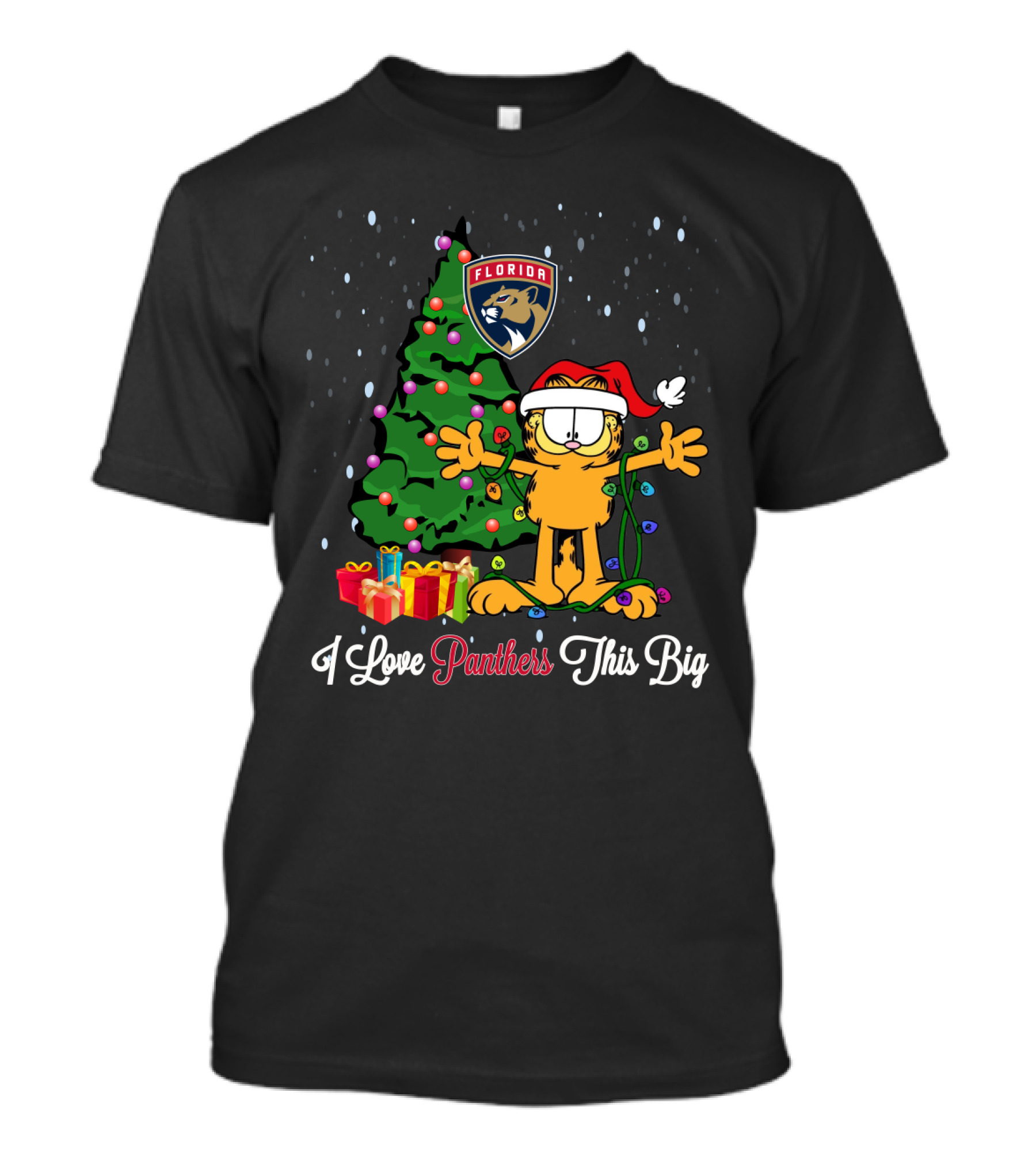 Florida Panthers Christmas With Garfield And Holiday Cheer T-Shirt