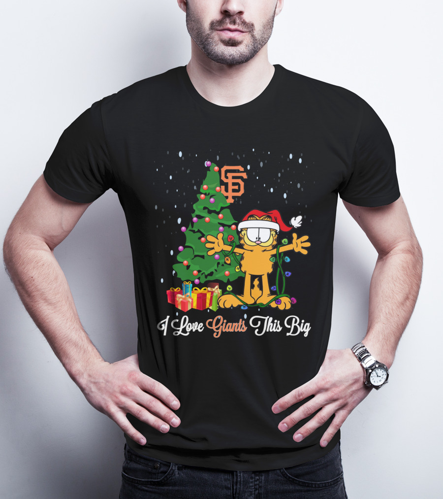 Garfield Christmas I Love Giants This Big San Francisco Giants Logo Holiday T-Shirt
