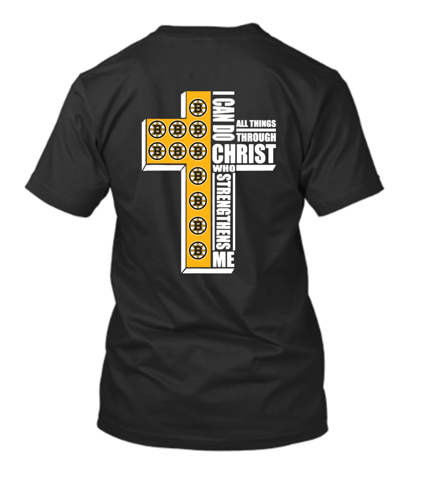 Boston Bruins I Can Do All Things Through Christ Who Strengthens Me Cross T-Shirt