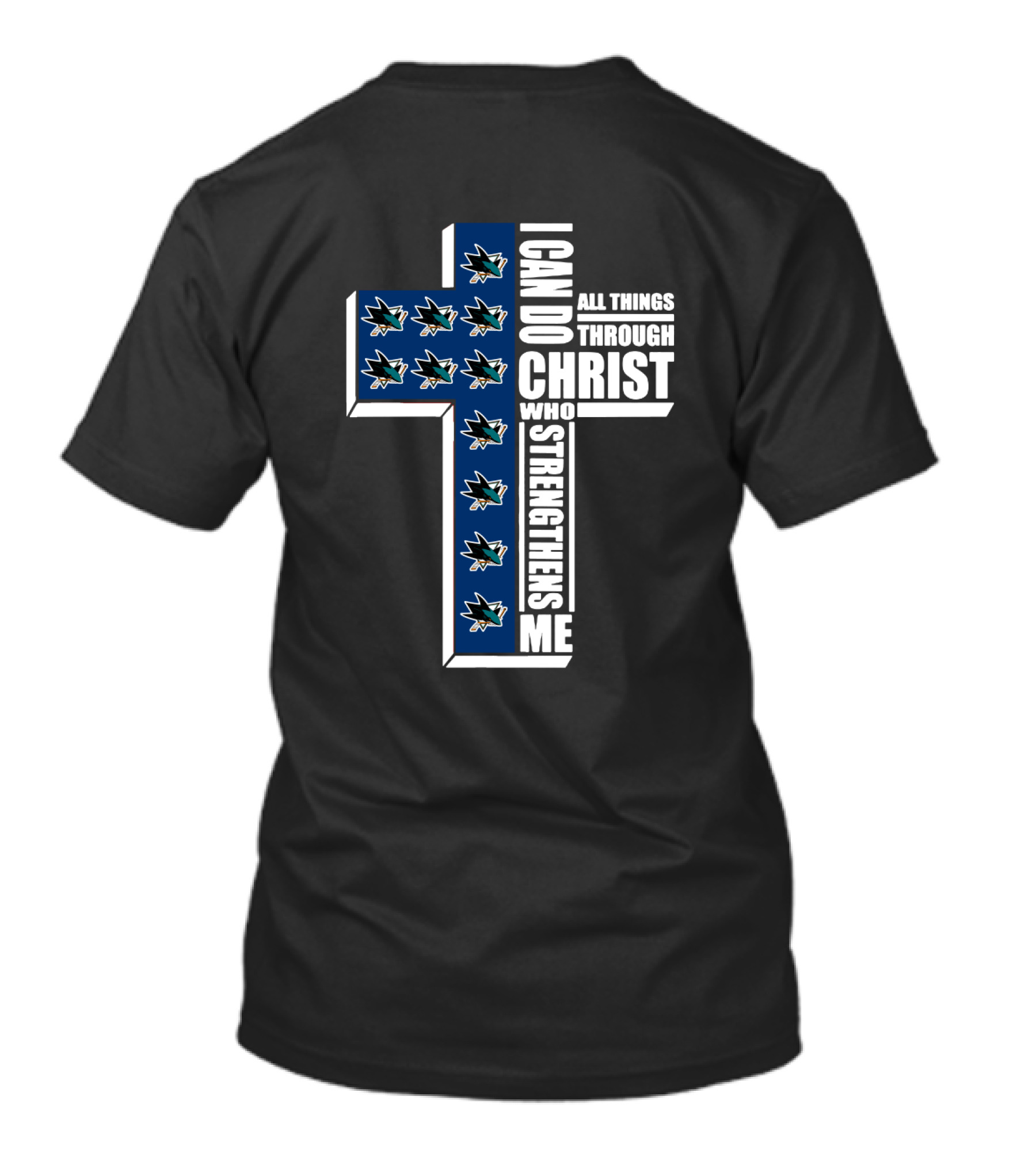 I Can Do All Things Through Christ Cross With Sharks T-Shirt