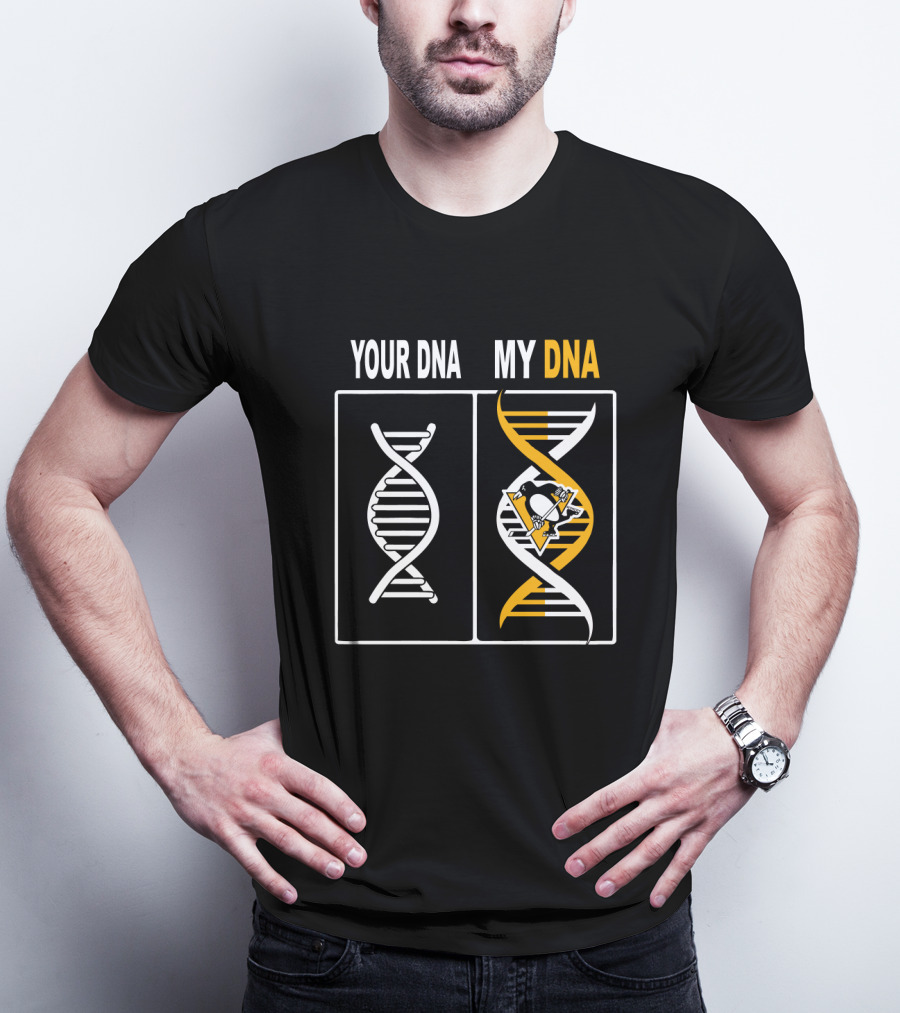 Your DNA My DNA Pittsburgh Penguins Hockey Logo DNA Strands T-Shirt