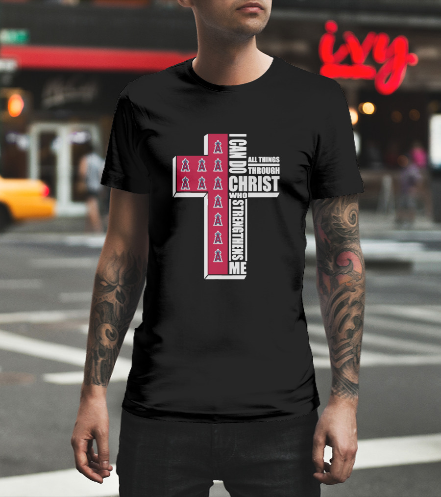 Angels Baseball I Can Do All Things Through Christ Who Strengthens Me T-Shirt
