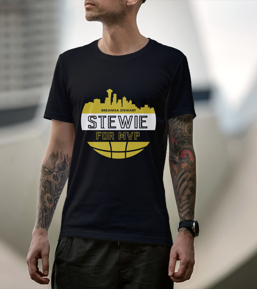 Breanna Stewart Stewie For MVP Seattle Skyline Basketball Fan T-Shirt