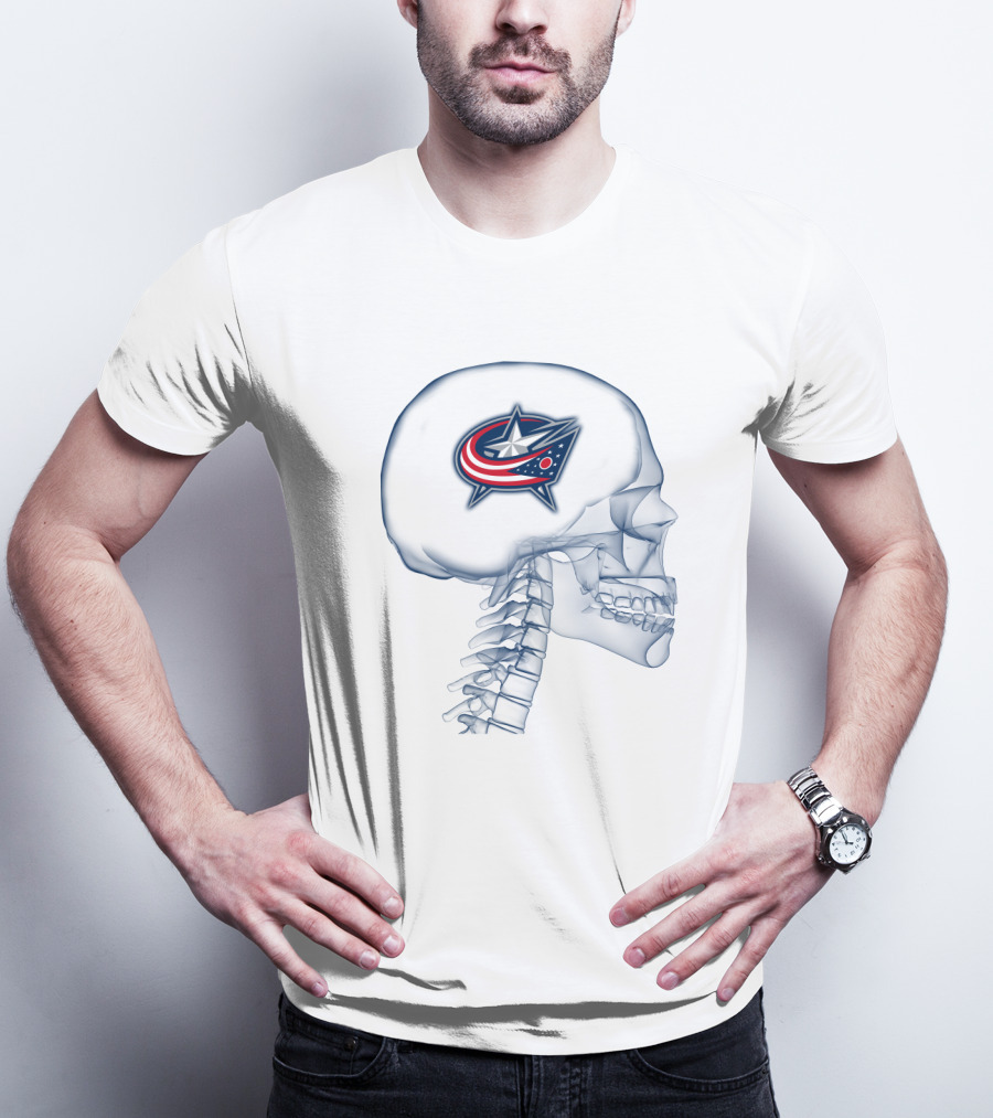 Columbus Blue Jackets Skull With Iconic Logo In My Brain T-Shirt