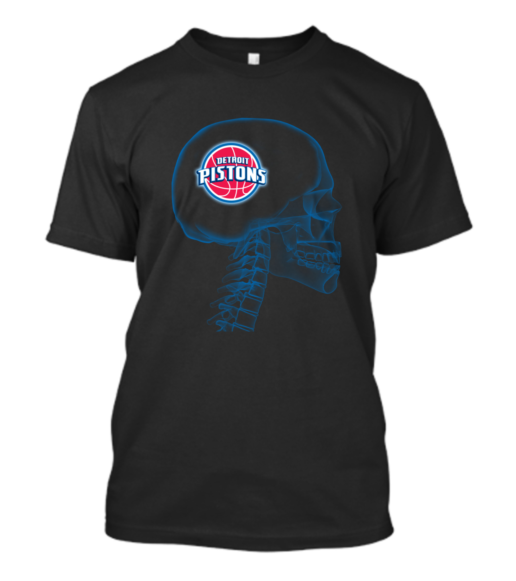 Detroit Pistons Brain X-Ray Halloween Skull Theme T-Shirt