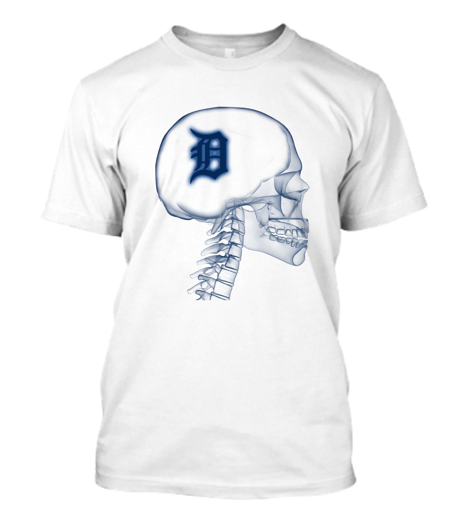Detroit Tigers Skull Brain T-Shirt