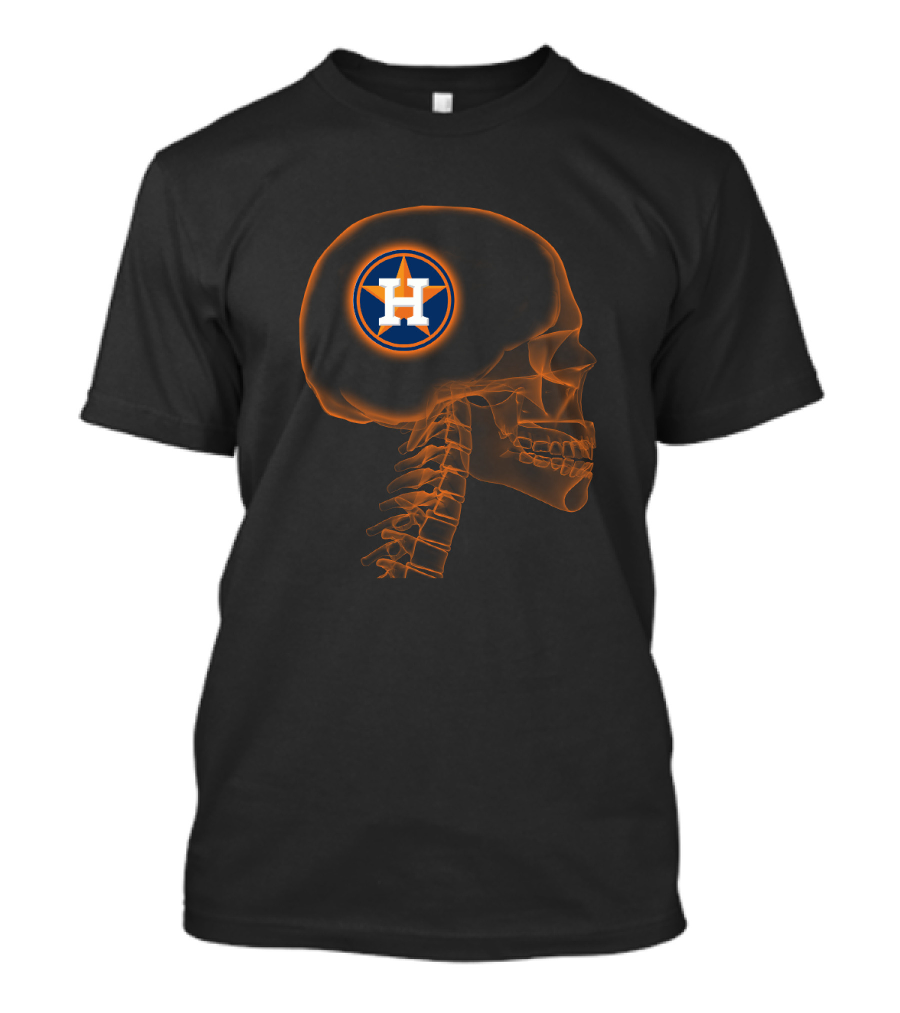 Houston Astros Skull With Team Logo Embedded In Brain X-Ray T-Shirt
