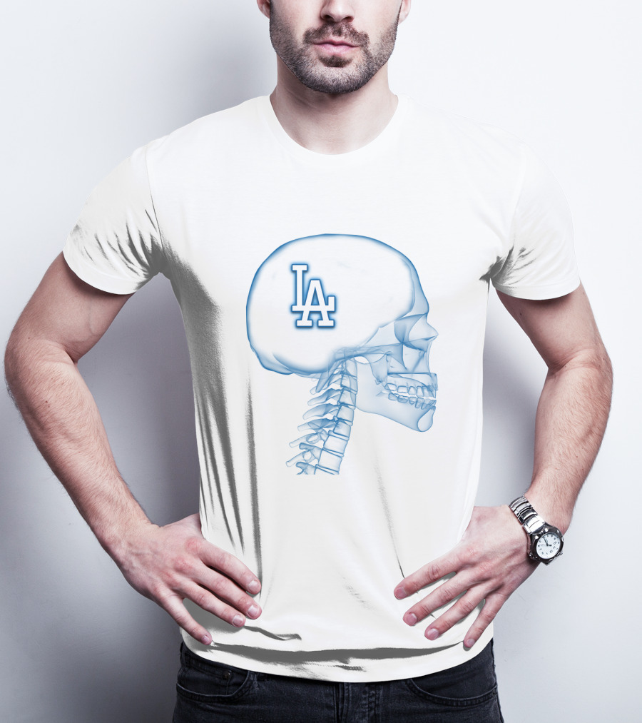 Los Angeles Dodgers LA Logo Brain X-Ray T-Shirt