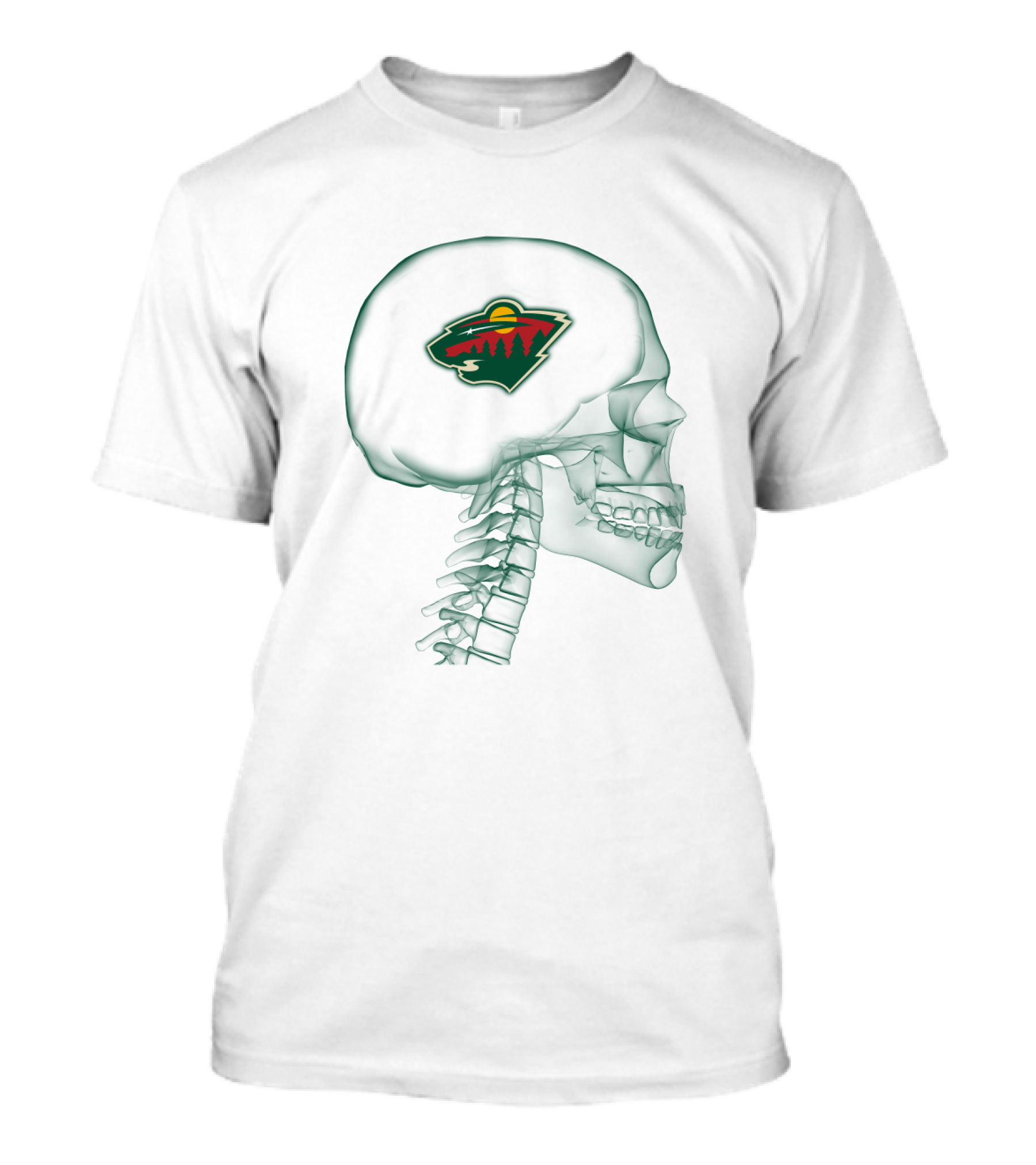 Minnesota Wild Logo Inside Skull Brain T-Shirt