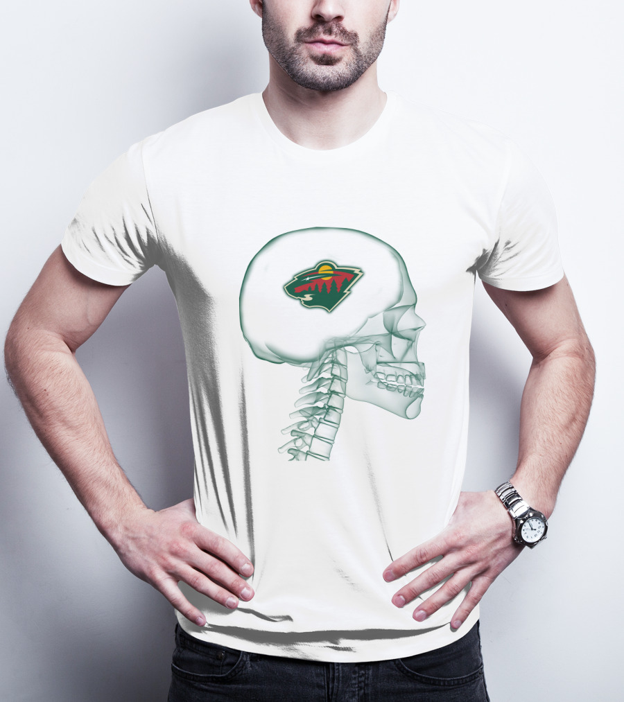 Minnesota Wild Logo Inside Skull Brain T-Shirt