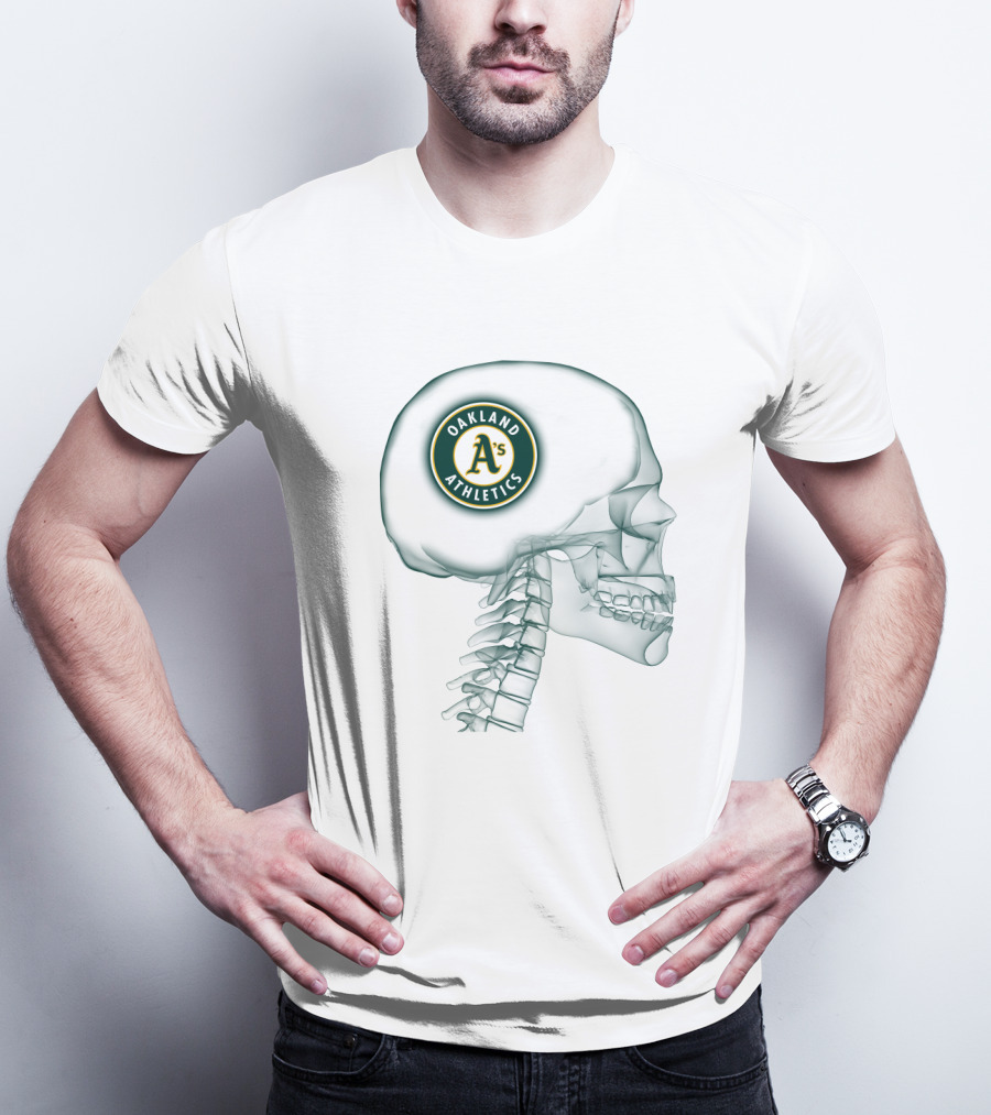 Oakland Athletics A's Logo Inside Skull T-Shirt