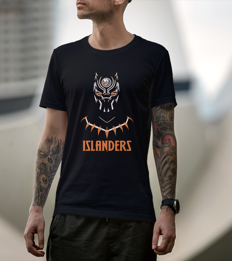 Black Panther Meets New York Islanders Fans T-Shirt