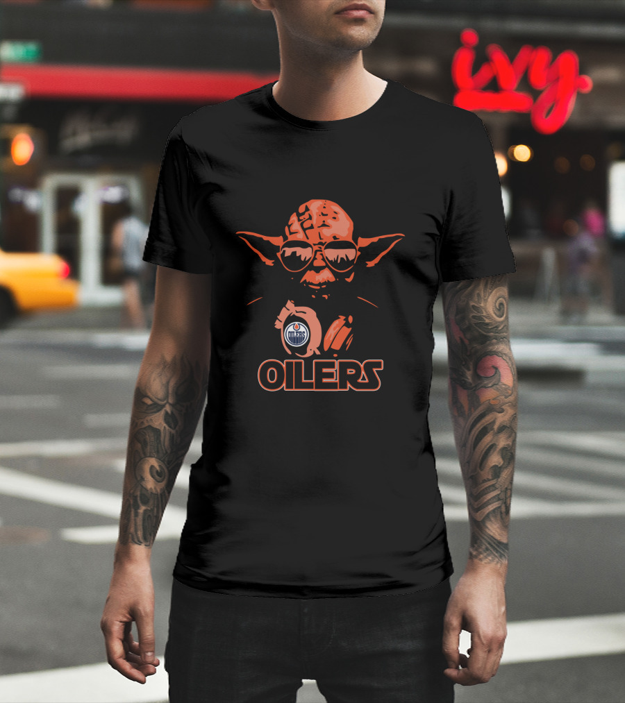 Yoda Star Wars Edmonton Oilers NHL Fan Crossover T-Shirt