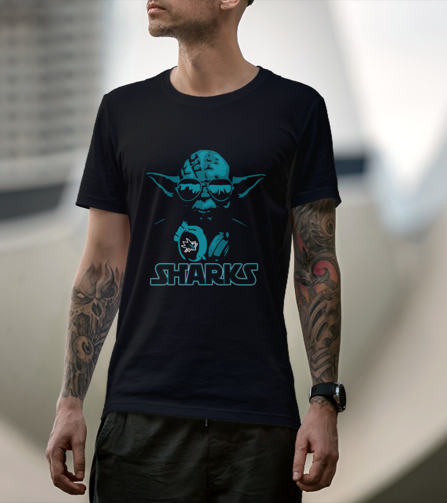 Yoda Star Wars Style San Jose Sharks Hockey Fan T-Shirt