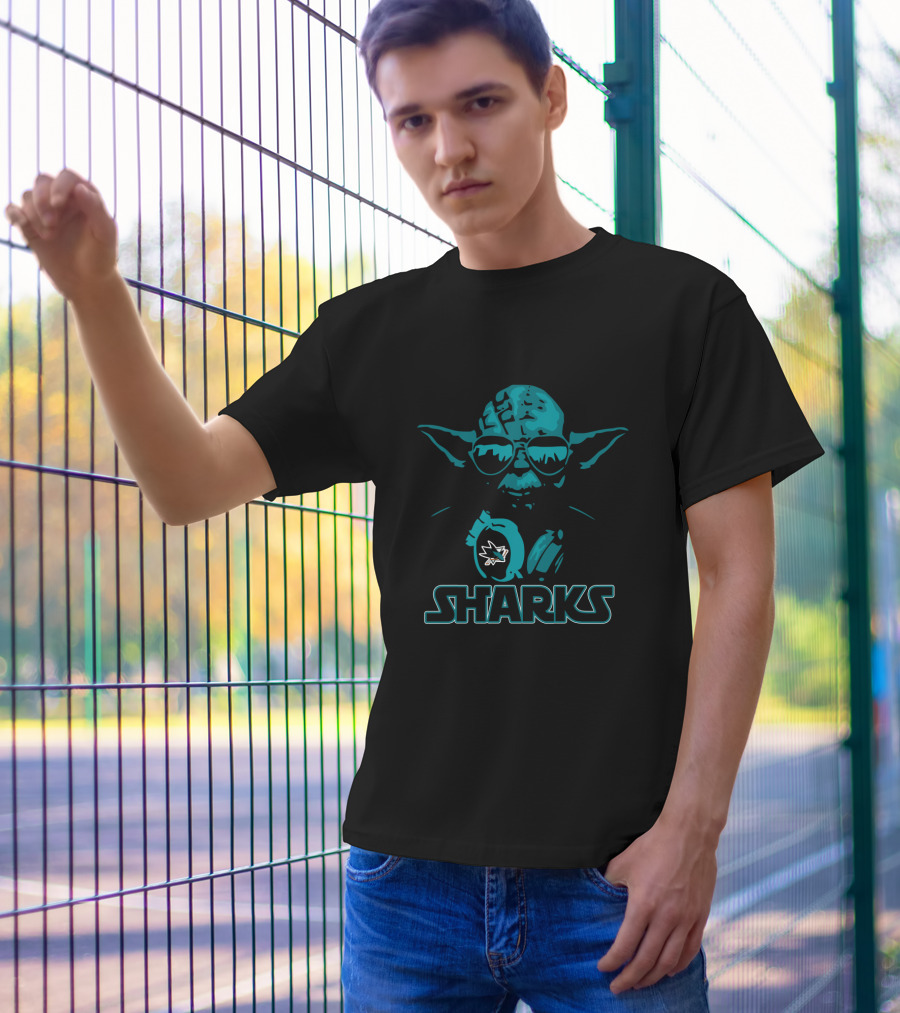 Yoda Star Wars Style San Jose Sharks Hockey Fan T-Shirt