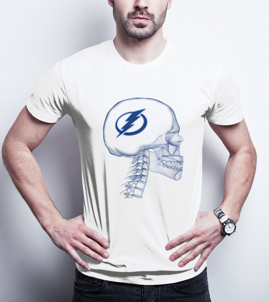 Tampa Bay Lightning Logo Inside Skull Blueprint Concept T-Shirt