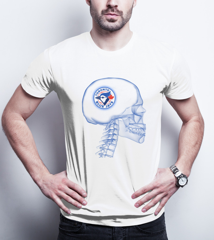 Toronto Blue Jays Logo Inside X-Ray Brain Skull Maple Leaf Baseball Fanatic T-Shirt