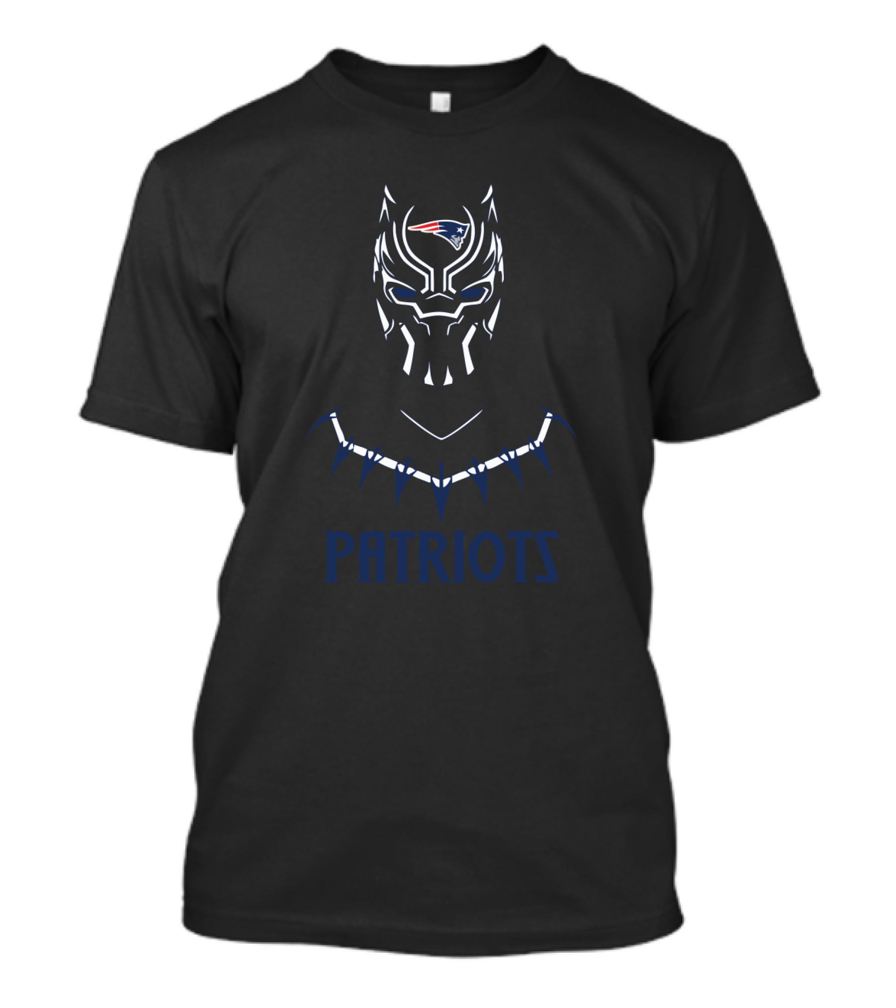 Black Panther Mask With New England Patriots Logo For Fans T-Shirt