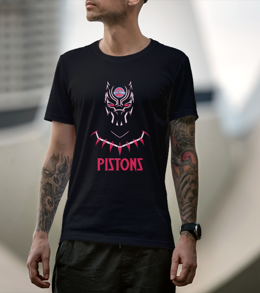 Detroit Pistons Black Panther Mask T-Shirt