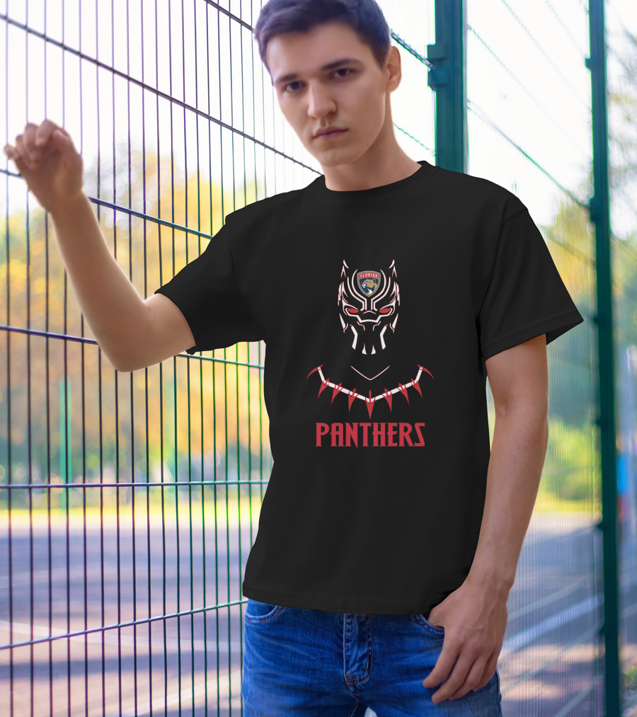 Black Panther Meets Florida Panthers Fans T-Shirt
