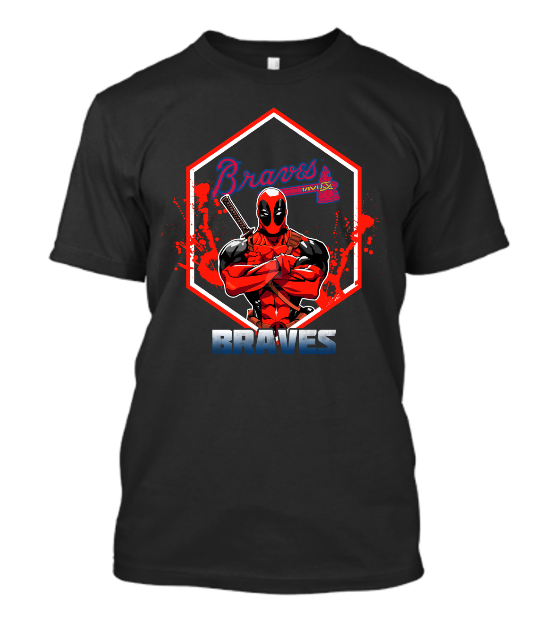 Deadpool Braves Crossover With Atlanta Braves Baseball Fan T-Shirt
