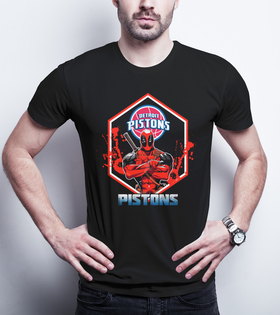 Deadpool Detroit Pistons Fans Marvel Crossover T-Shirt