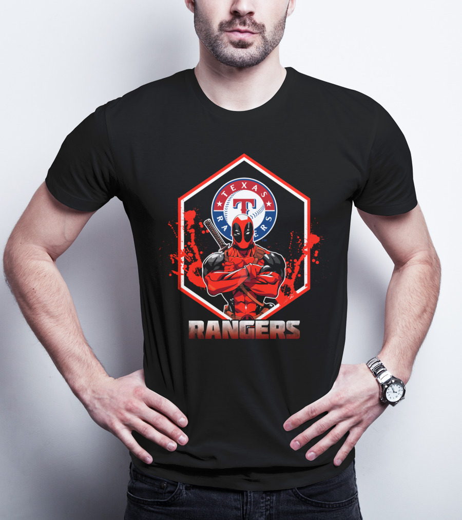 Deadpool Texas Rangers Crossover Fan Mashup Premium Baseball T-Shirt