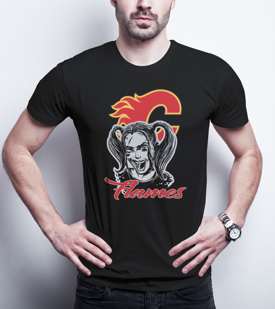 Harley Quinn Flames Calgary Fans T-Shirt