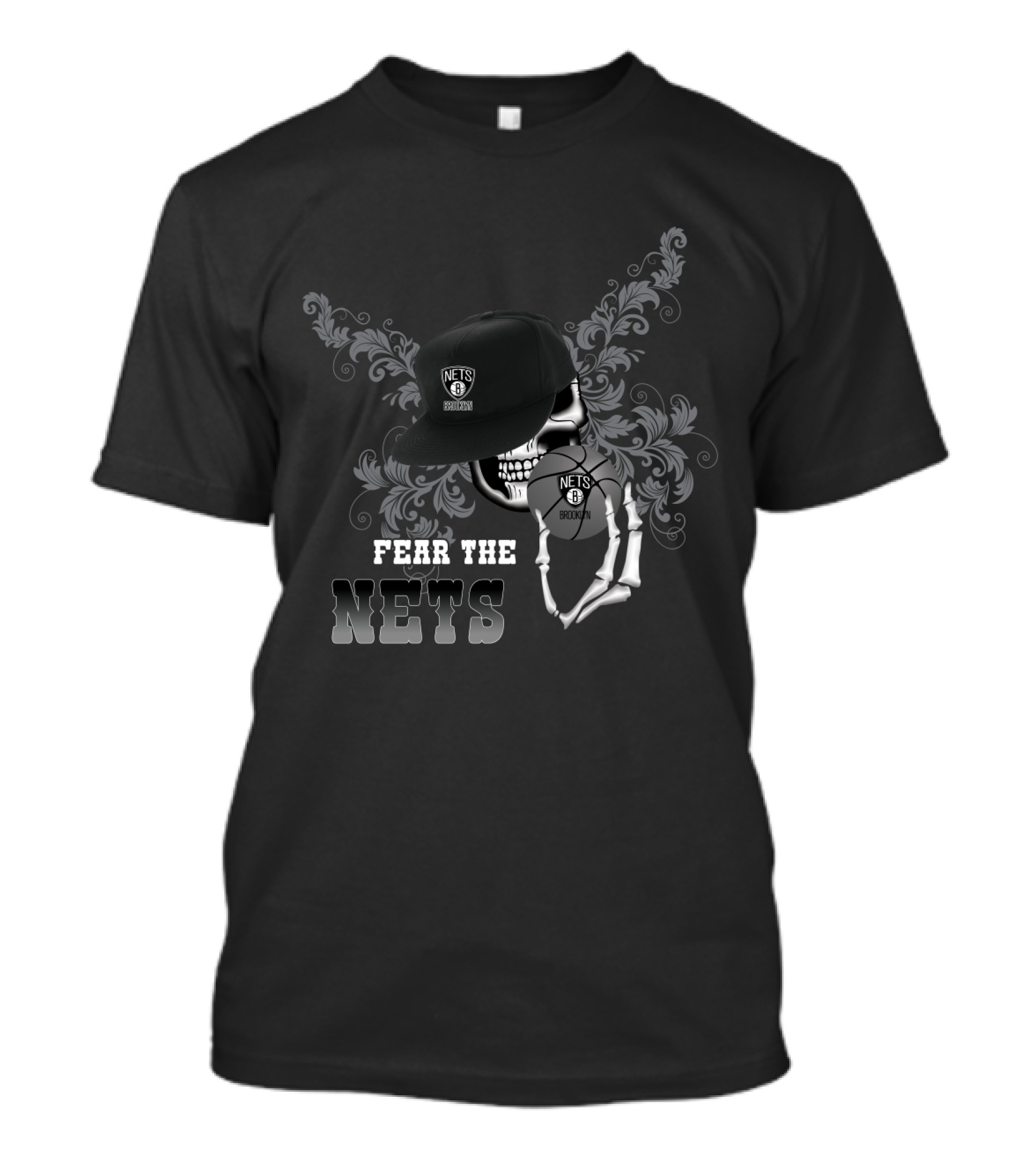 Fear The Brooklyn Nets Skull And Cap T-Shirt
