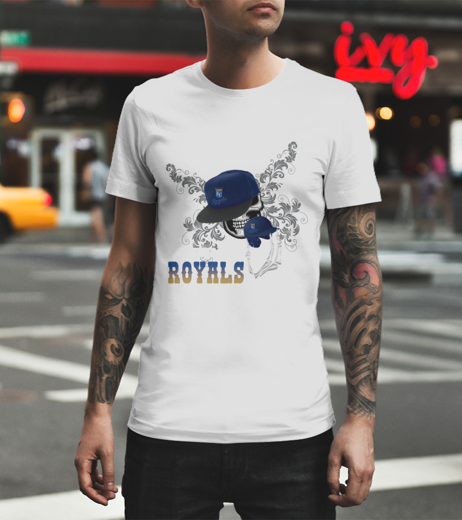 Kansas City Royals Skeleton Hat Fear The Royals T-Shirt