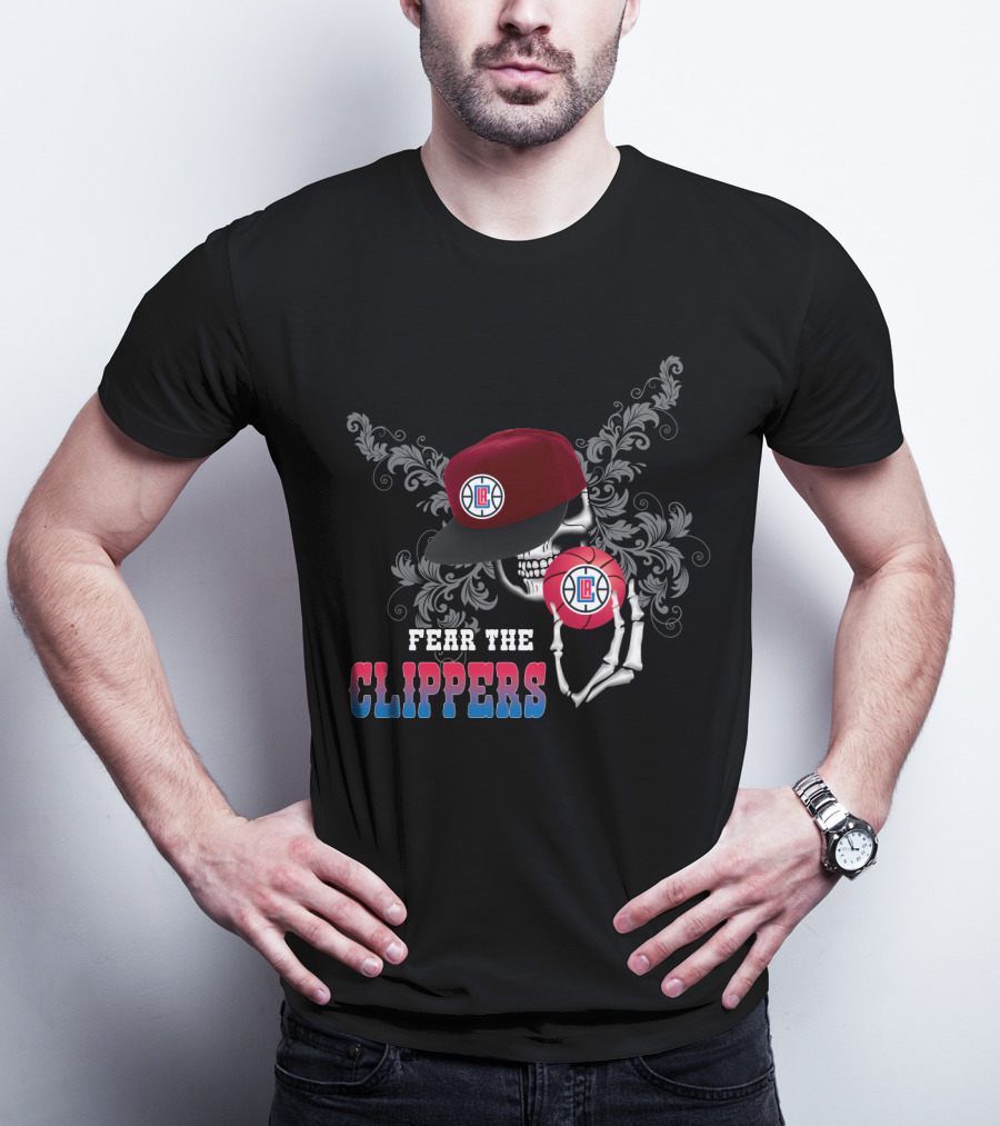 Fear The La Clippers Skull Hat Basketball Fan T-Shirt