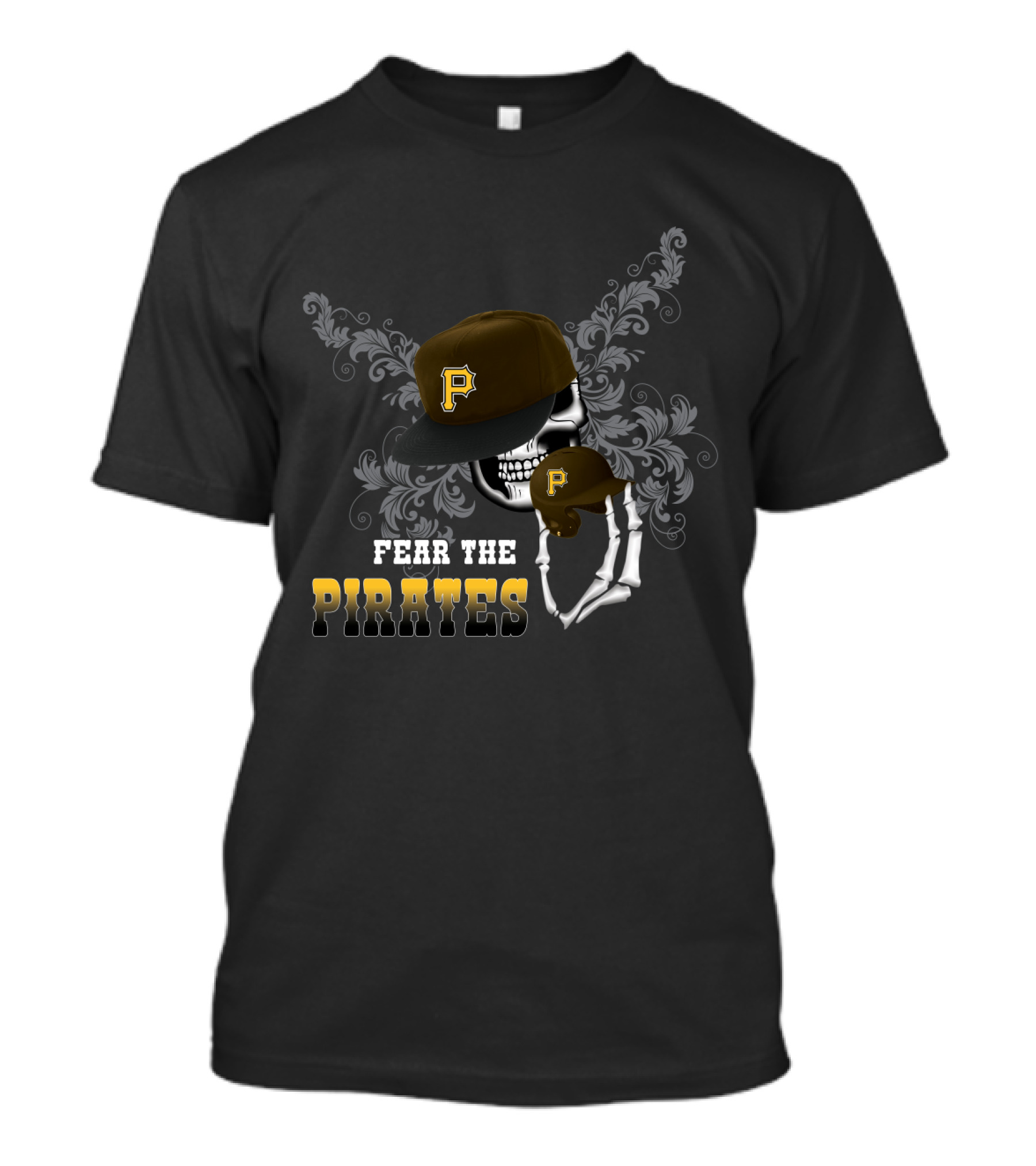 Fear The Pirates Skull With Baseball Cap T-Shirt