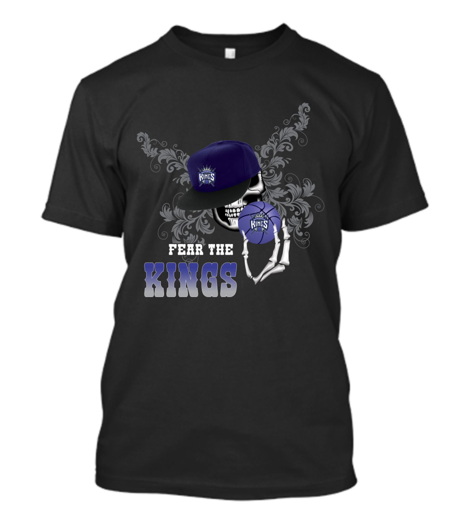 Fear The Kings Sacramento Basketball Skull And Cap T-Shirt