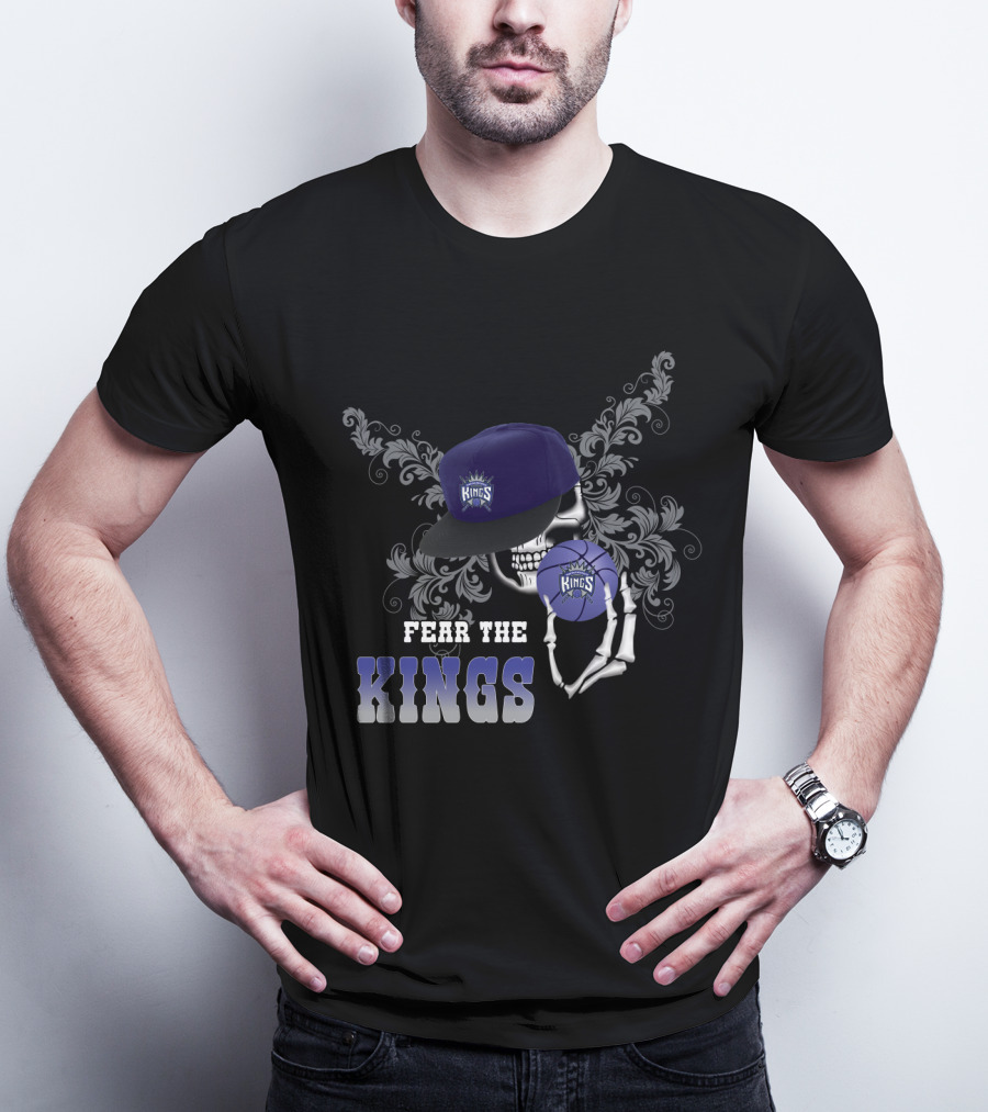 Fear The Kings Sacramento Basketball Skull And Cap T-Shirt