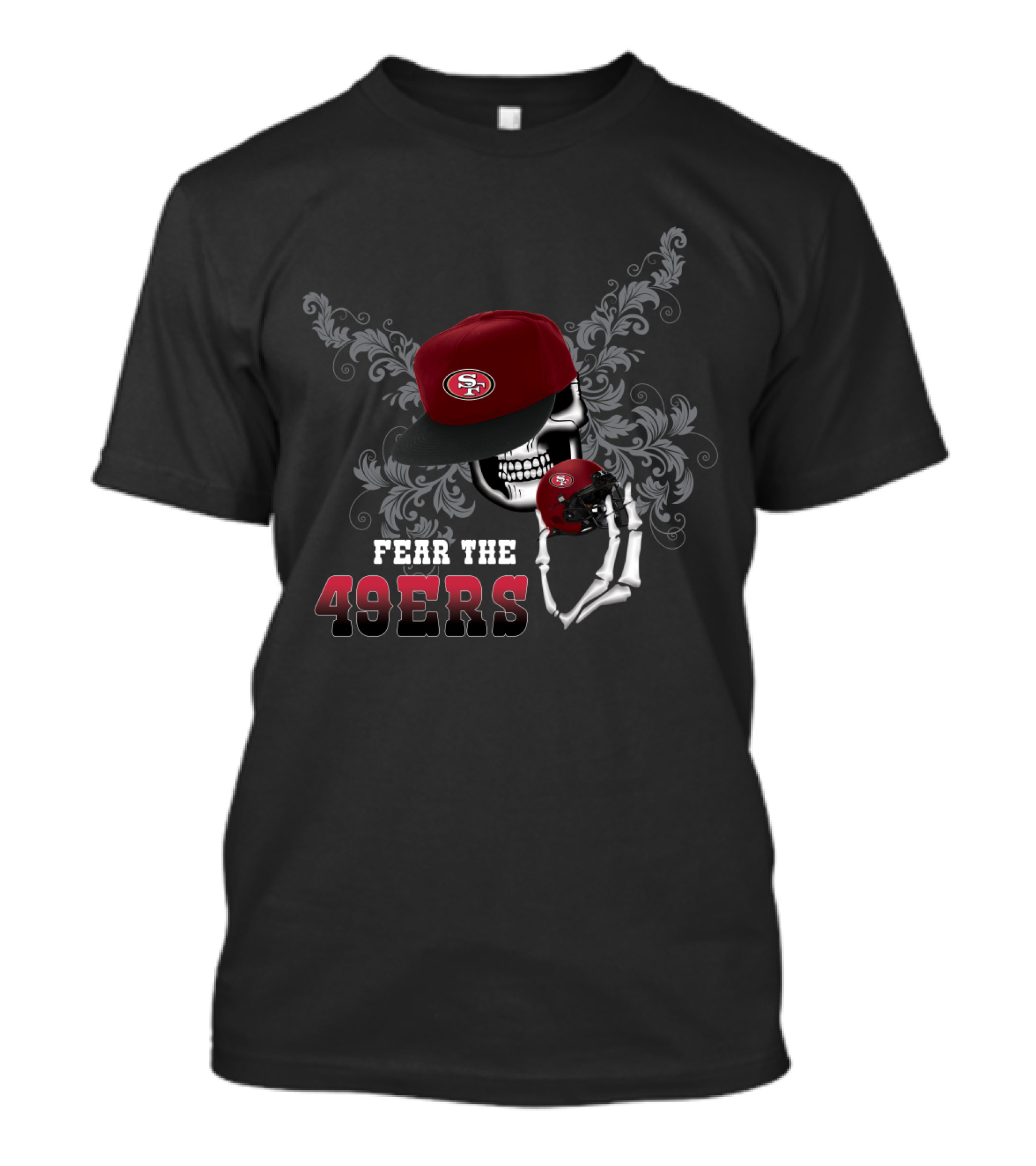 Fear The 49ers San Francisco Football Skull Helmet T-Shirt