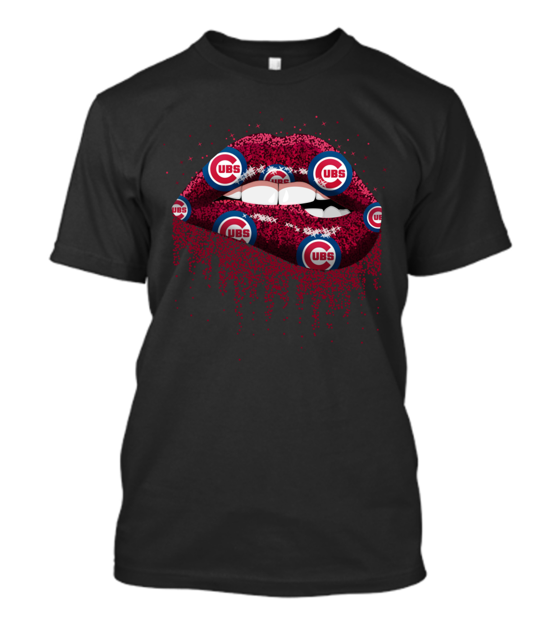 Glittering Chicago Cubs Lips With Team T-Shirt
