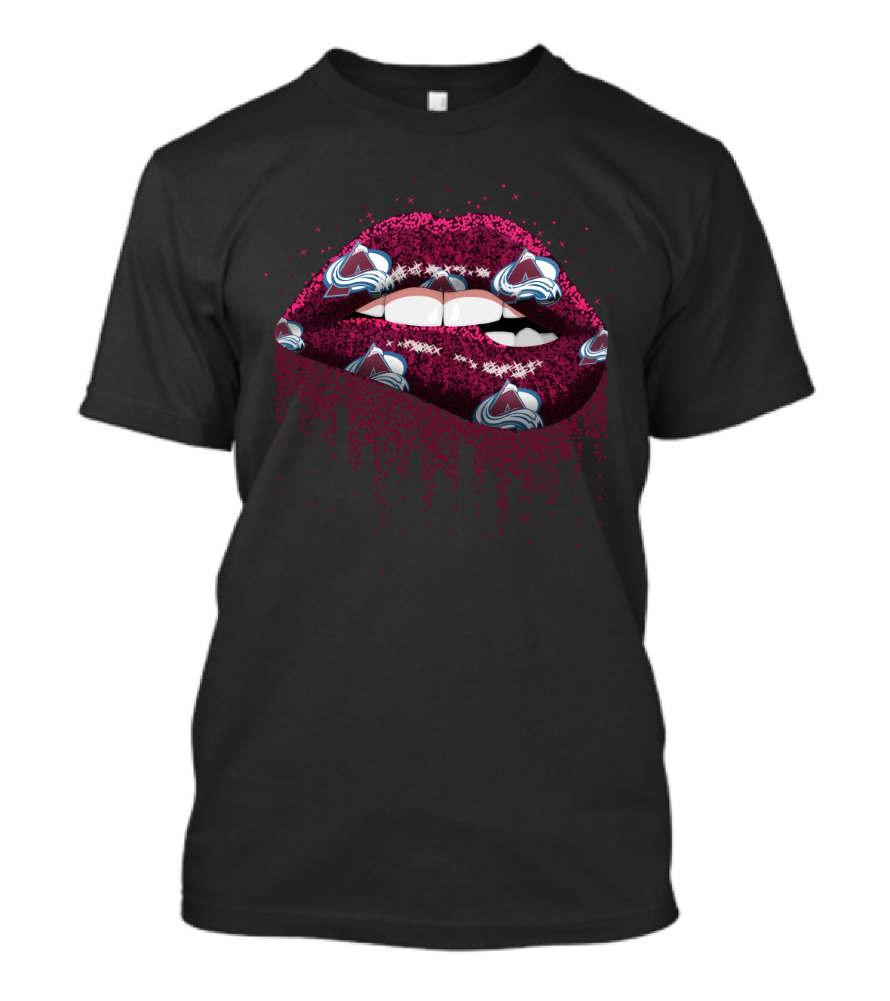 Colorado Avalanche Glitter Lips Fan Art For Supporters T-Shirt