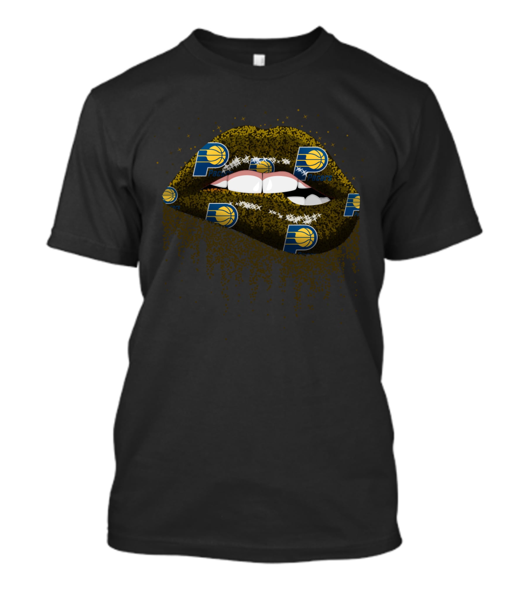 Glittery Lips With Indiana Pacers Logos And Sparkles T-Shirt