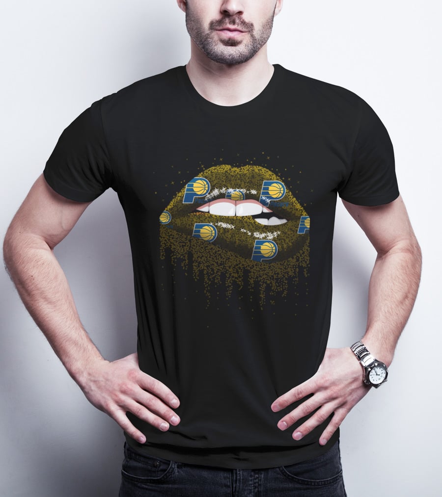 Glittery Lips With Indiana Pacers Logos And Sparkles T-Shirt