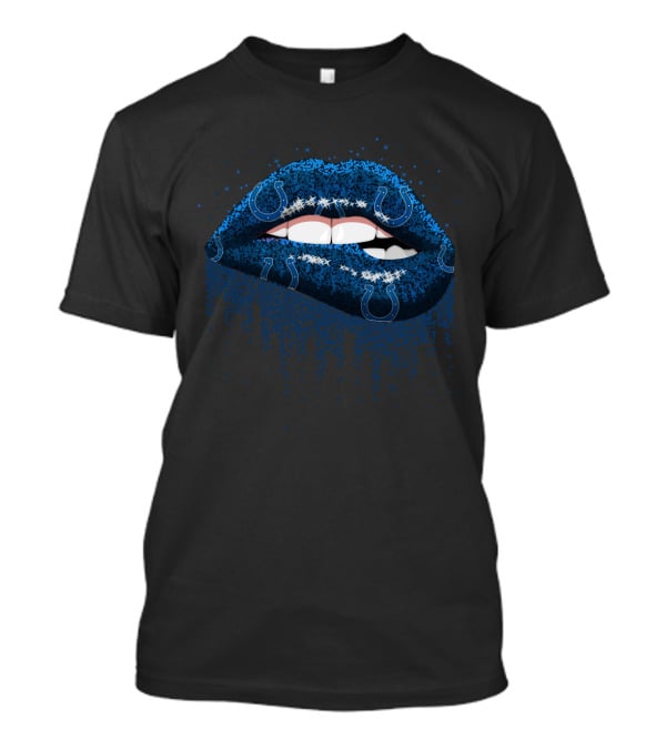 Glitter Lips Indianapolis Colts Fans Blue Sparkle Horseshoe T-Shirt