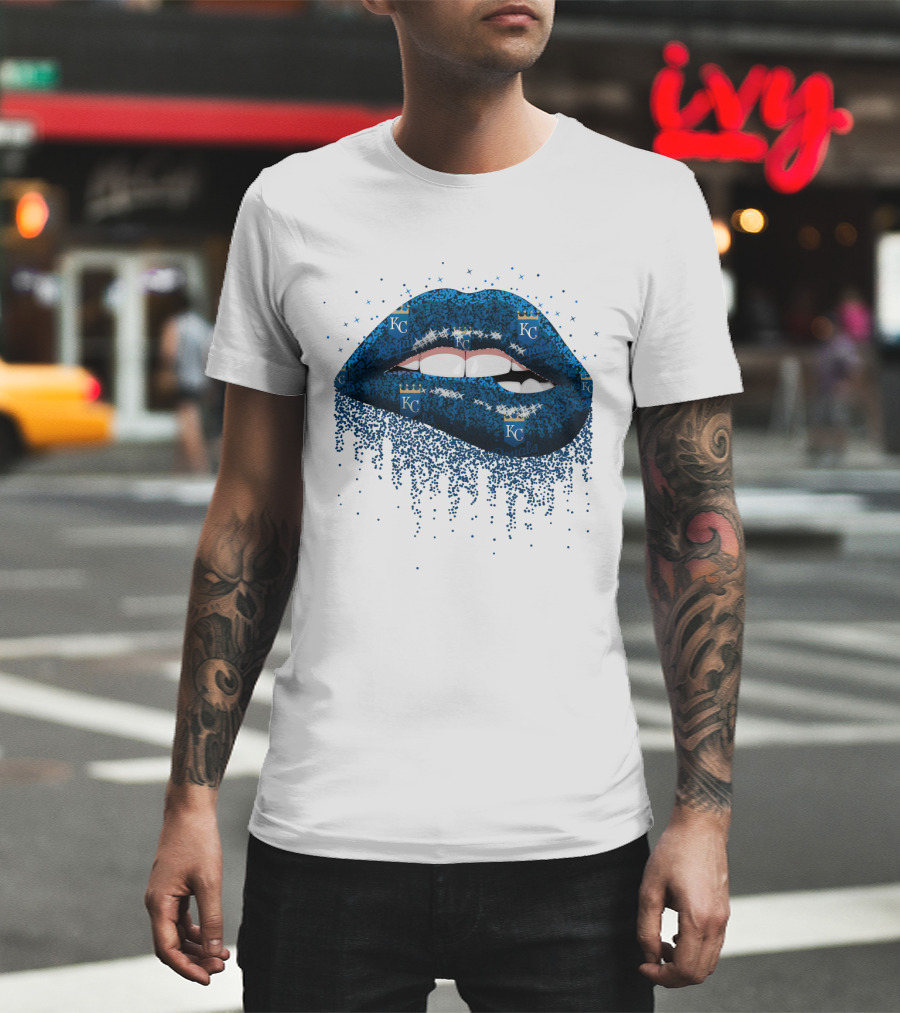 Kansas City Royals Glitter Blue Lips With KC T-Shirt