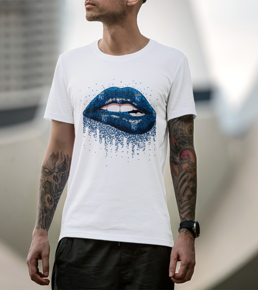 Kansas City Royals Glitter Blue Lips With KC T-Shirt