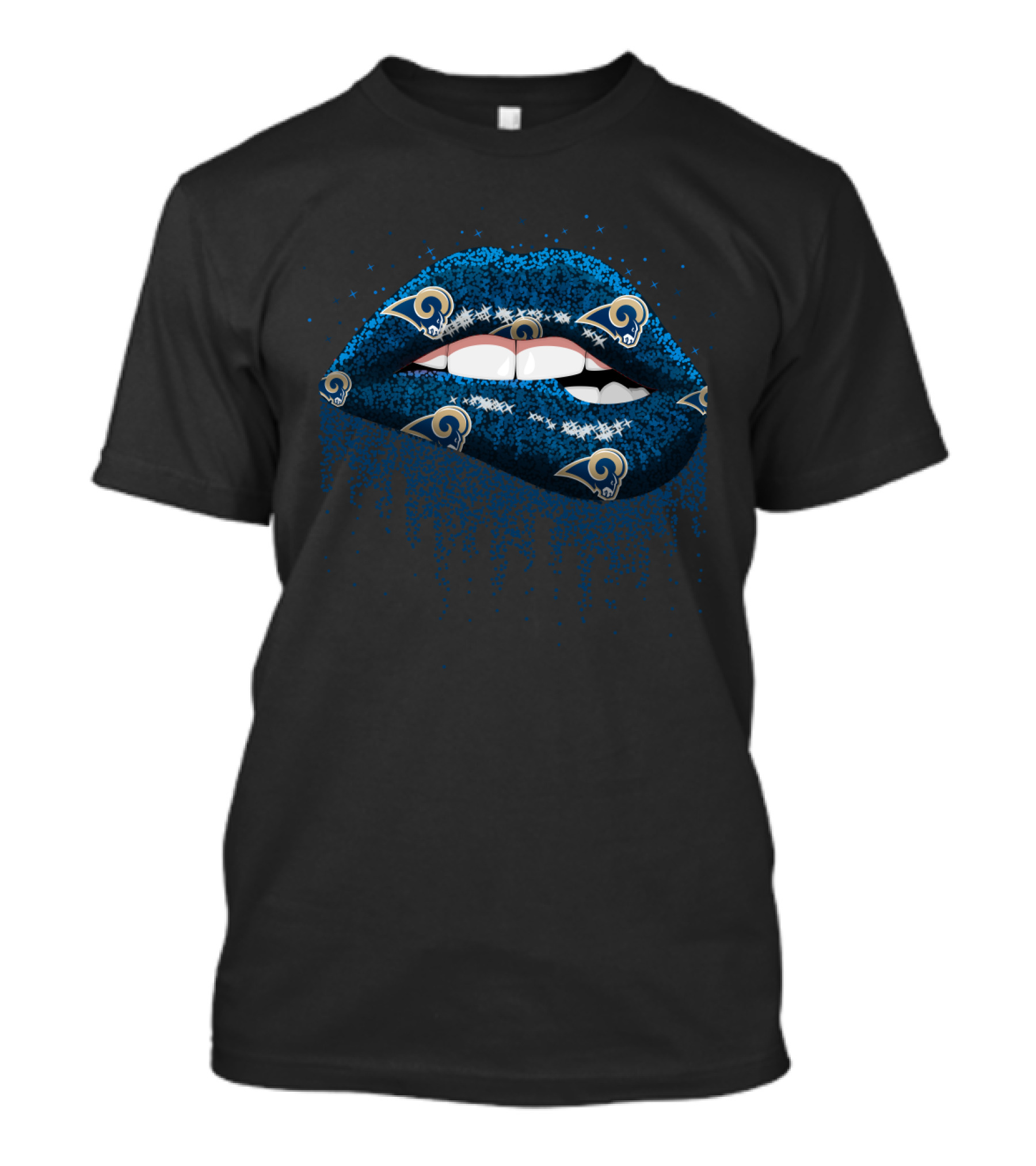 Los Angeles Rams Blue Lips Fan Art Featuring Team T-Shirt