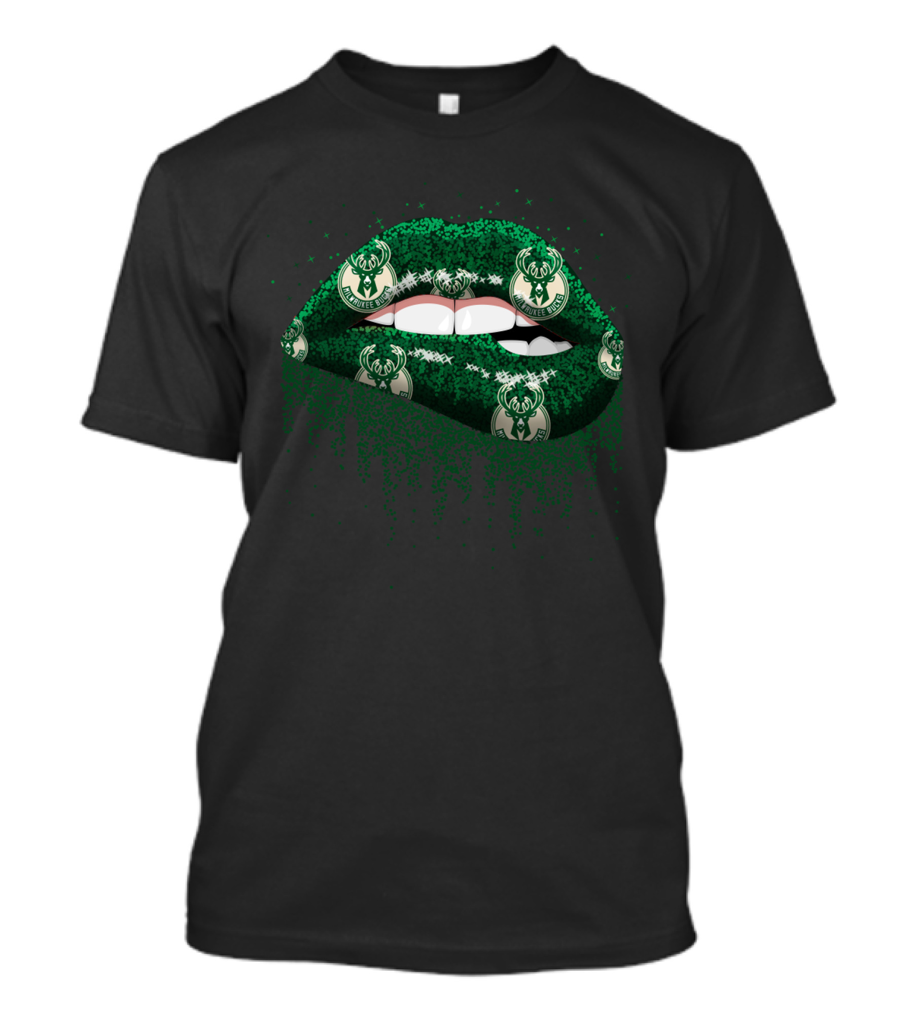 Milwaukee Bucks Lips Logo Pattern For Fans T-Shirt