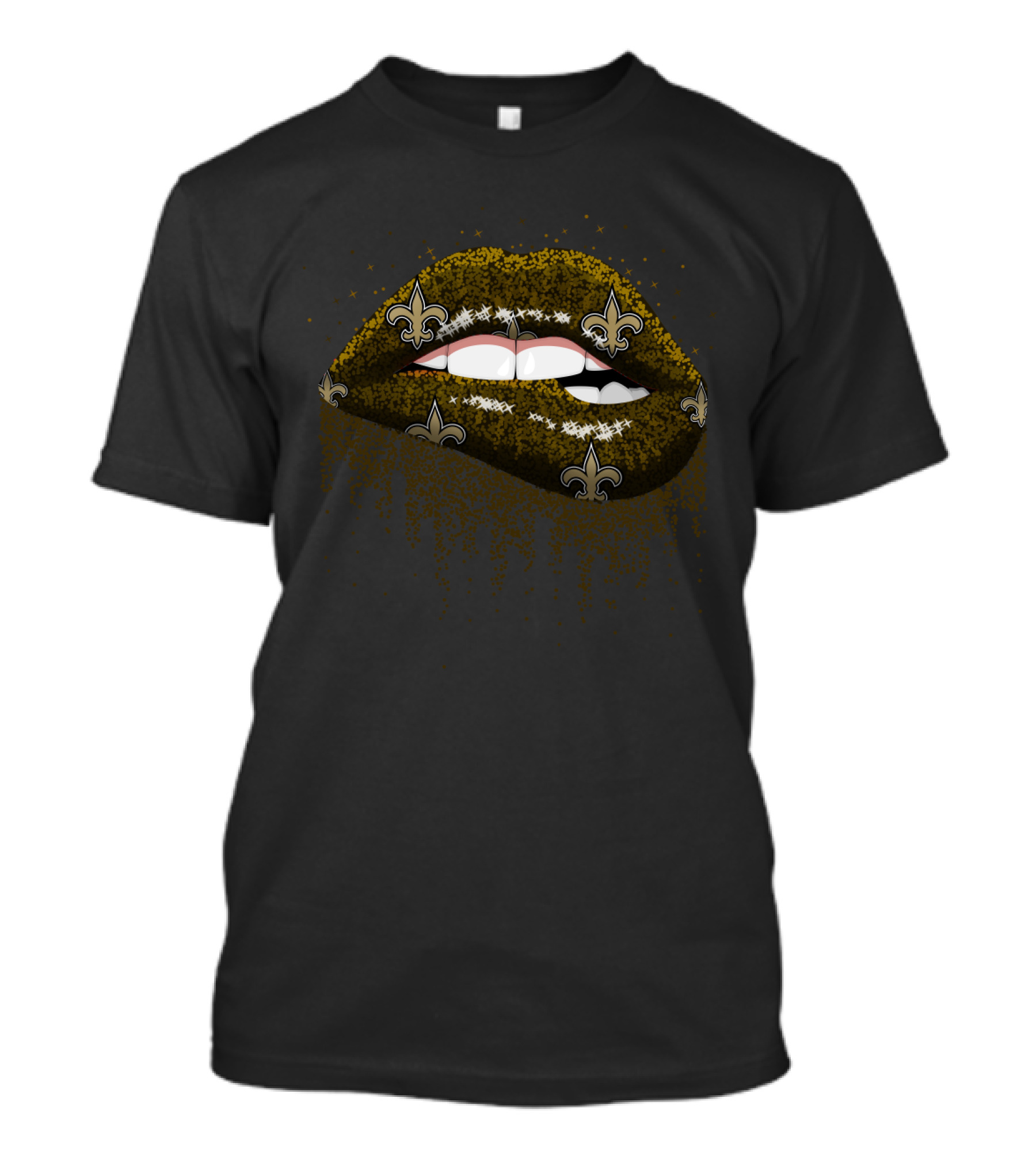 Sparkling Lips Featuring Fleur De Lis For New Orleans Saints Enthusiasts T-Shirt