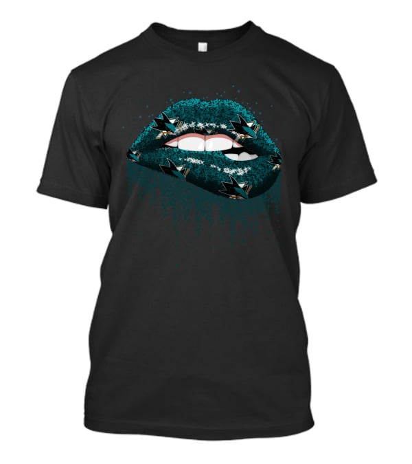San Jose Sharks Glittery Lips Graphic For Fans T-Shirt