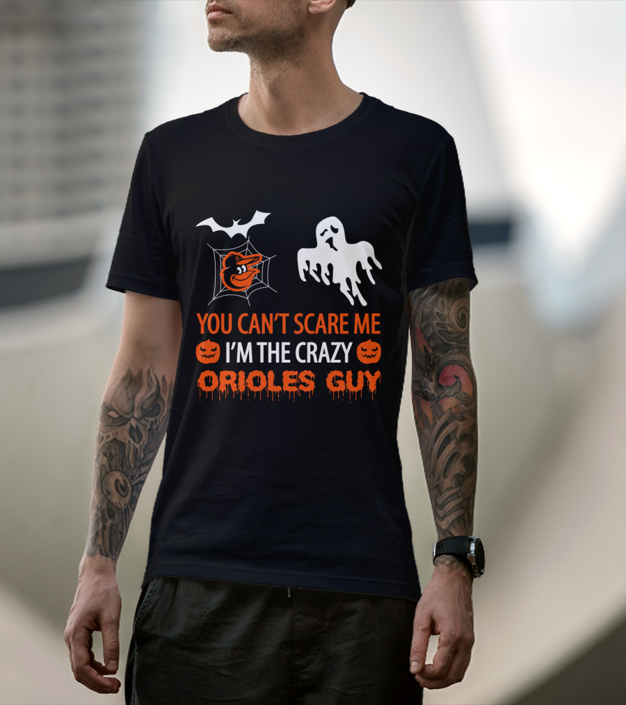 Crazy Orioles Guy Halloween Shirt With Ghost And Spiderweb T-Shirt