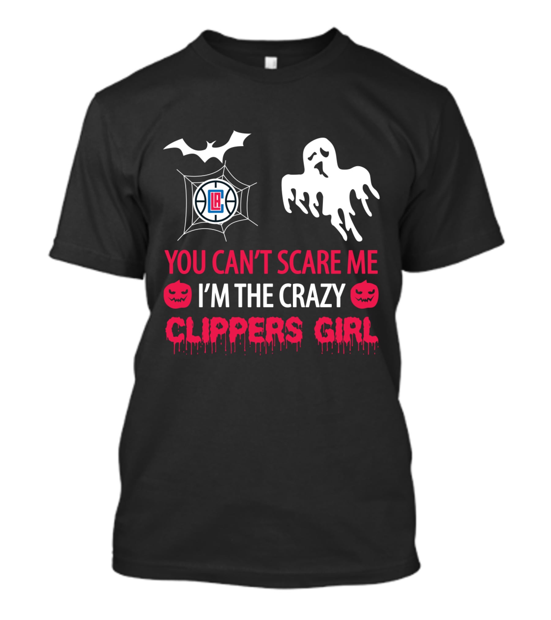 You Can't Scare Me I'm The Crazy Clippers Girl Halloween Ghost Bat Series T-Shirt
