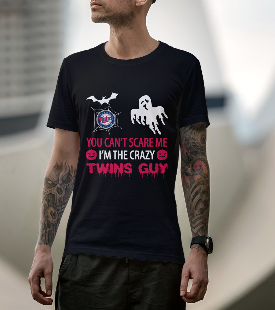 You Can't Scare Me I'm The Crazy Twins Guy Minnesota Baseball Halloween T-Shirt